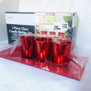 true living essentials | Accents | 3 Piece Glass Candle Holder Set ...